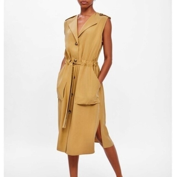 Zara | Dresses | Zara Tan Midi Dress | Poshmark